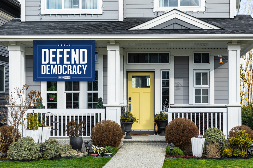 Defend Democracy Banner Flag – Lincoln Square Media